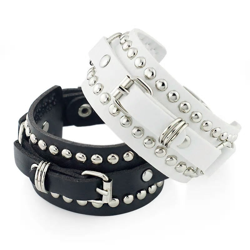 Rivet Wide Cuff Leather Bracelet
